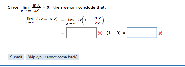 Solved In X 0, then we can conclude that Since lim In X (2x | Chegg.com