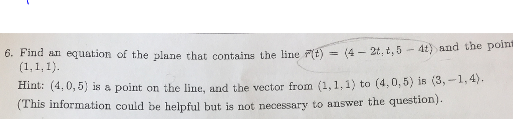 Solved Find an equation of the plane contains the line | Chegg.com
