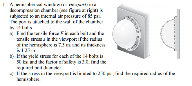 A hemispherical window (or viewport) in a | Chegg.com