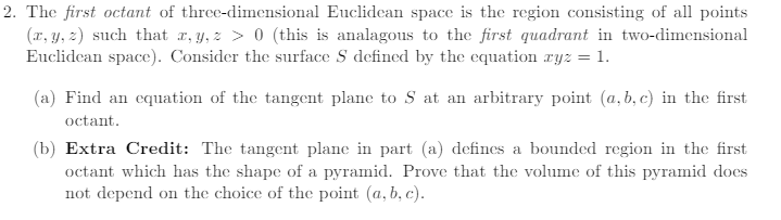 Solved The first octant of three-dimensional Euclidean space | Chegg.com