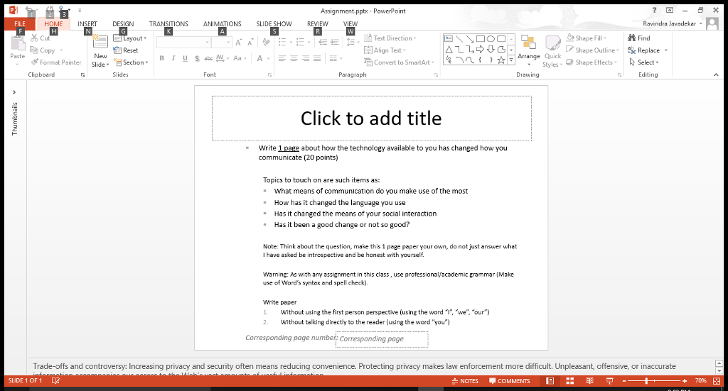 Solved Write 1 page about how the technology available to | Chegg.com