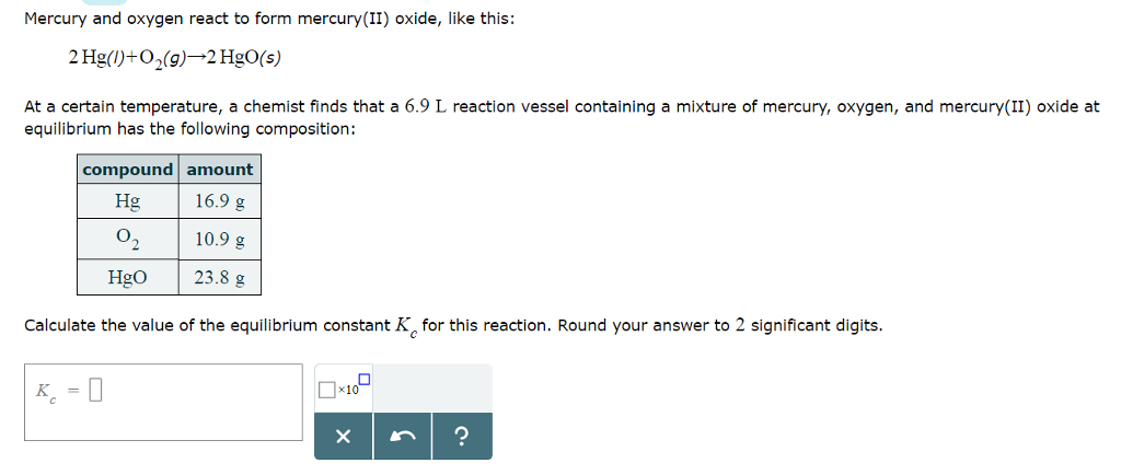 Solved Mercury and oxygen react to form mercury(II) oxide, | Chegg.com