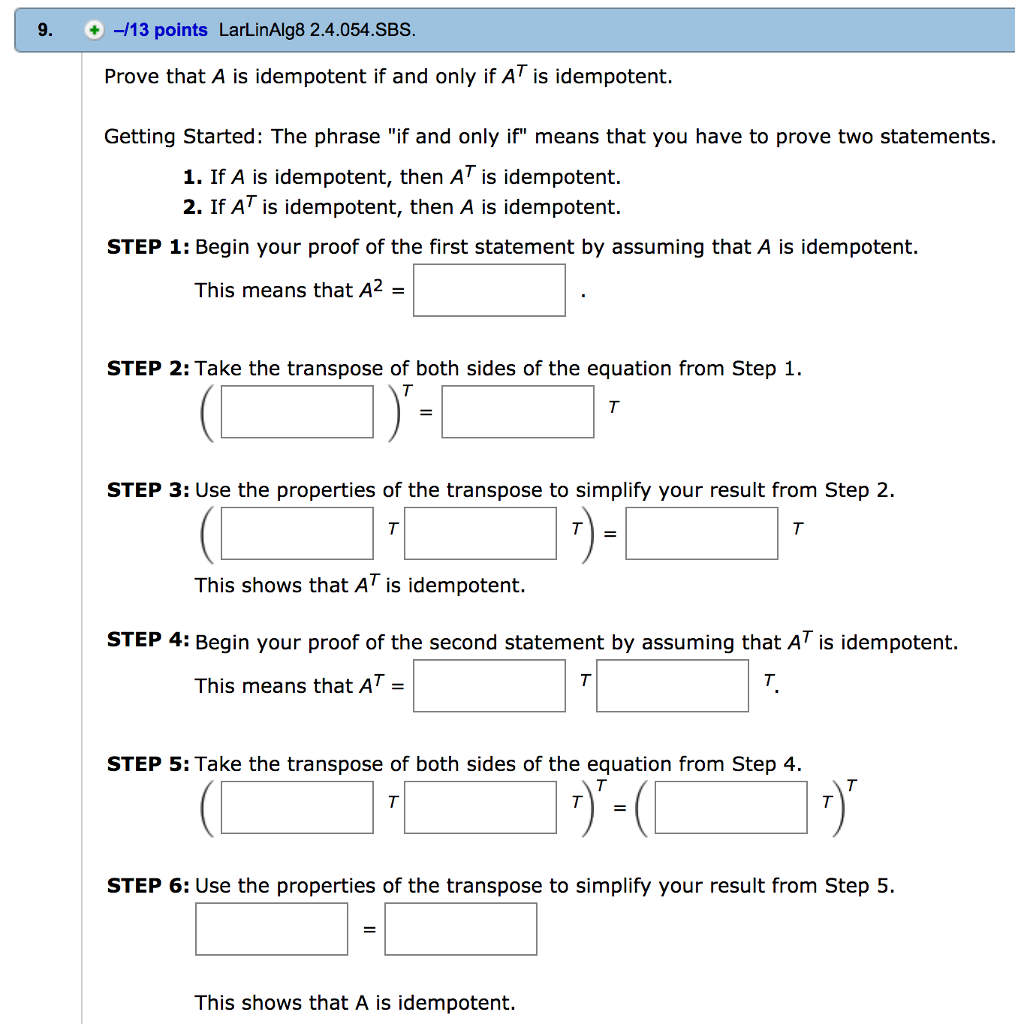 Solved --m3 points LarLinAlg8 2.4.054·SBS Prove that A is | Chegg.com