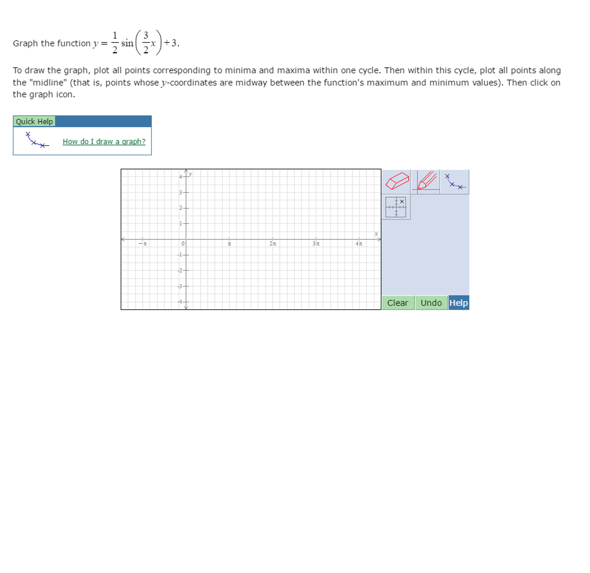 Solved Graph The Function Y 1 2 Sin 3 2 X 3 To Draw Chegg