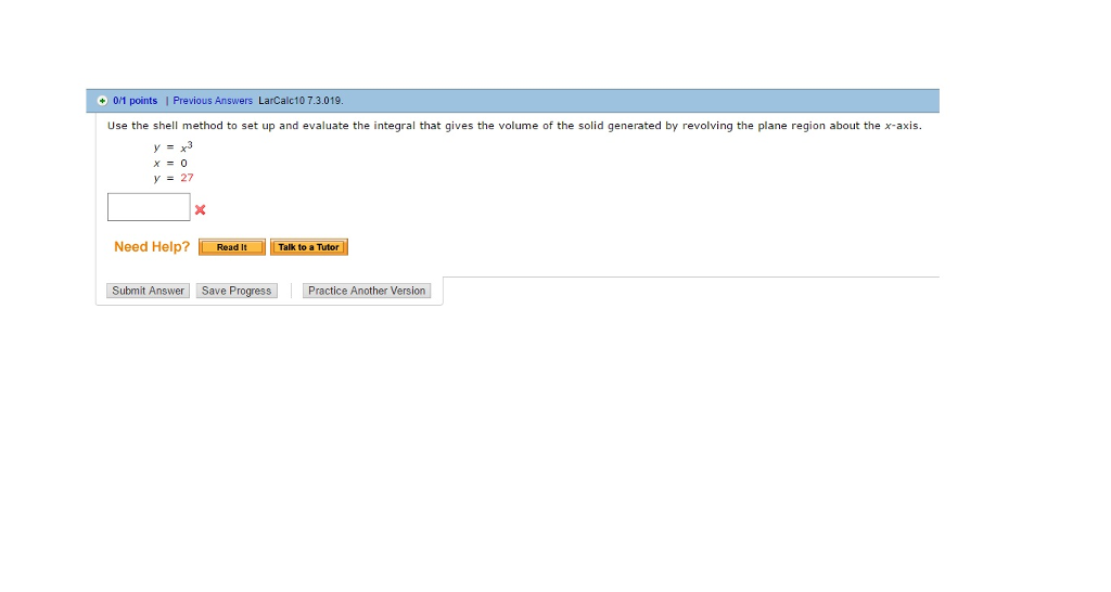 Solved Use the shell method to set up and evaluate the | Chegg.com