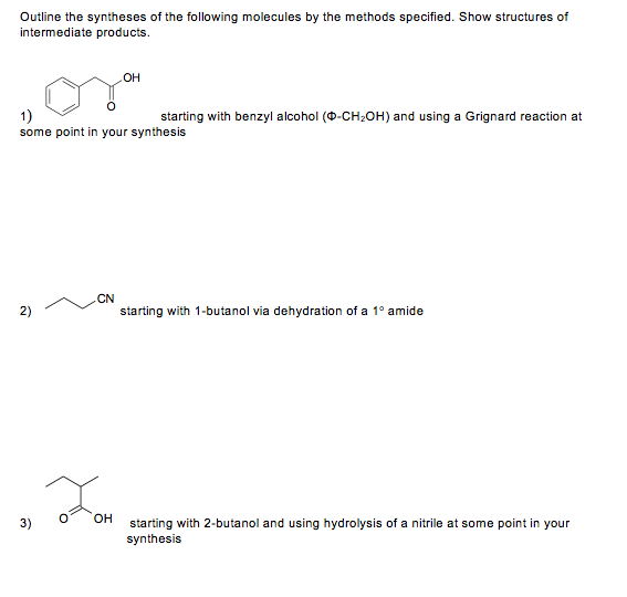 Solved Outline the syntheses of the following molecules by | Chegg.com