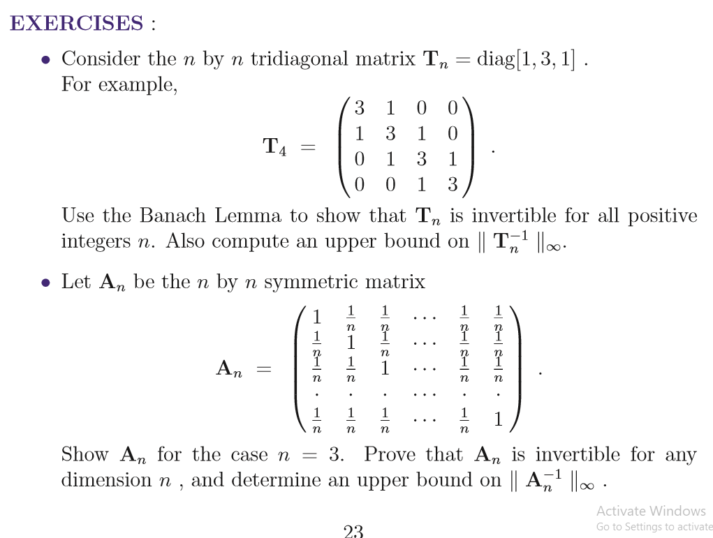 Solved EXERCISES Consider The N By N Tridiagonal Matrix Chegg Solved EXERCISES Consider The N By N Tridiagonal Matrix Chegg