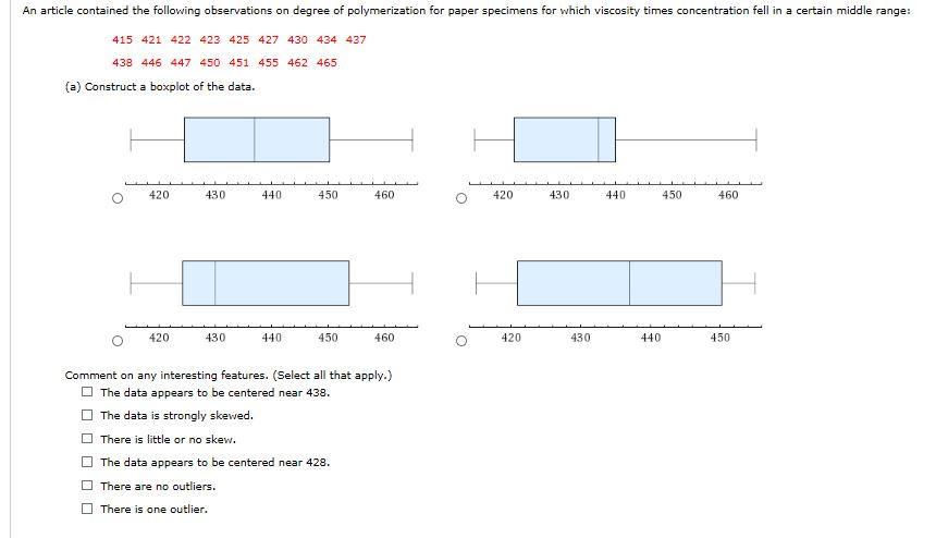 Solved An Article Contained The Following Observations On