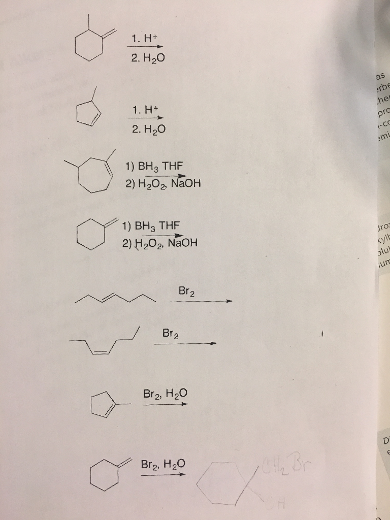 Solved 1. H+ 2. H20 ne 1. H+ 2. H20 1) BH3 THF 2) H202 NaOH | Chegg.com