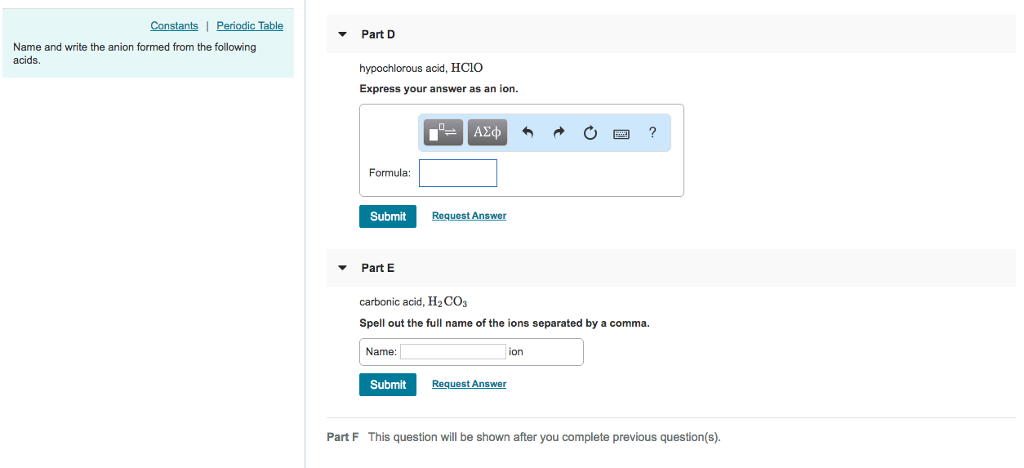 Solved Part B Constants I Periodic Table Name and write the | Chegg.com Solved Part B Constants I Periodic Table Name and write the | Chegg.com