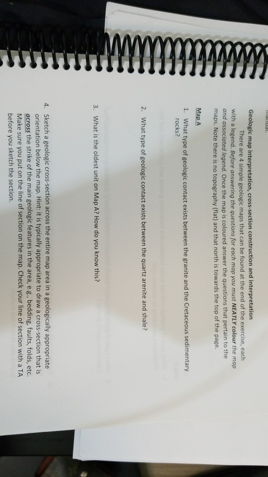 Solved Geologic map interpretation, cross-section | Chegg.com