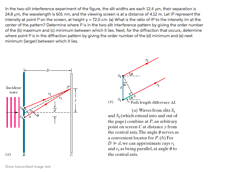 Solved In the two-slit interference experiment of the | Chegg.com
