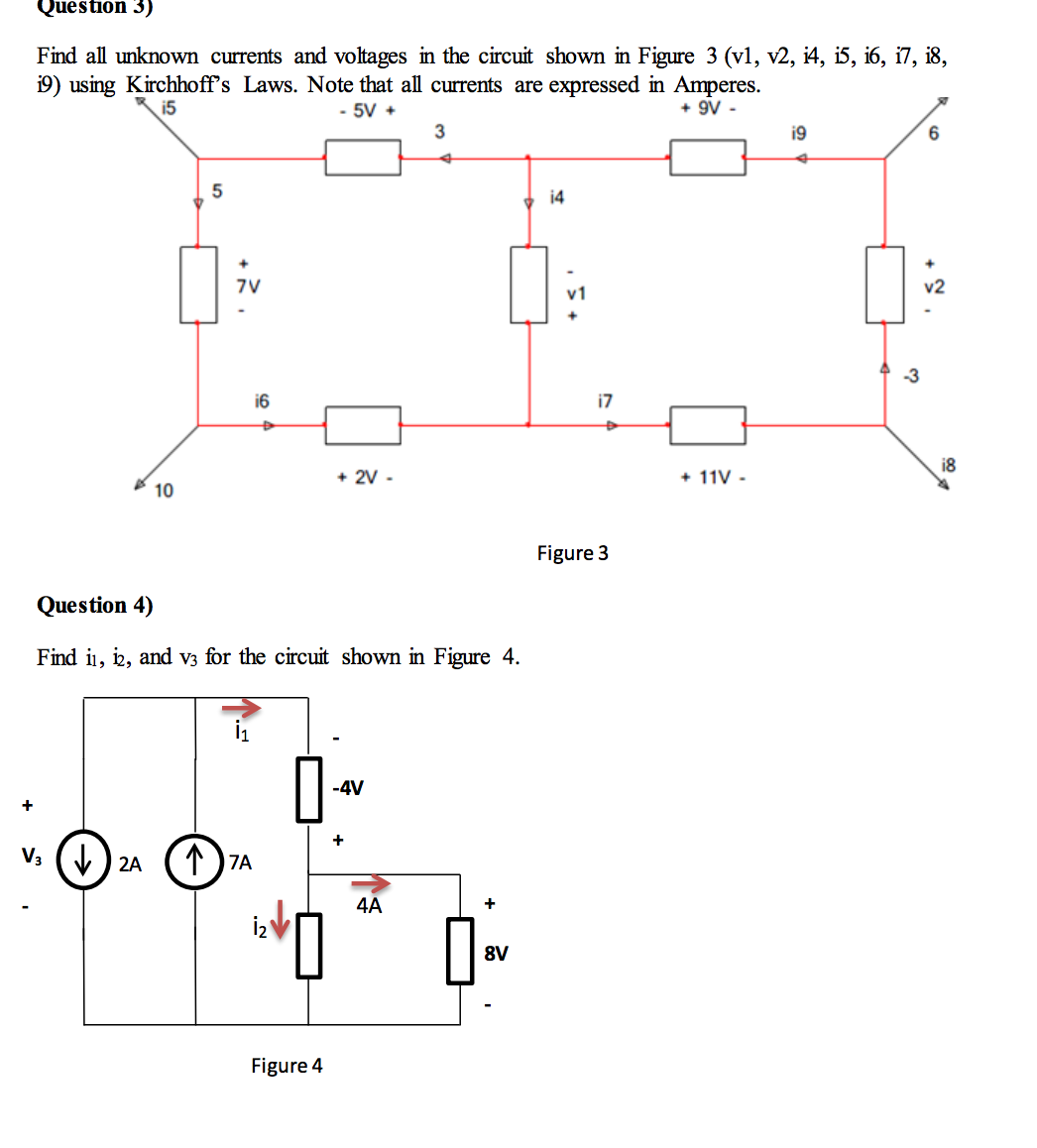 Solved Question Find all unknown currents and voltages in | Chegg.com