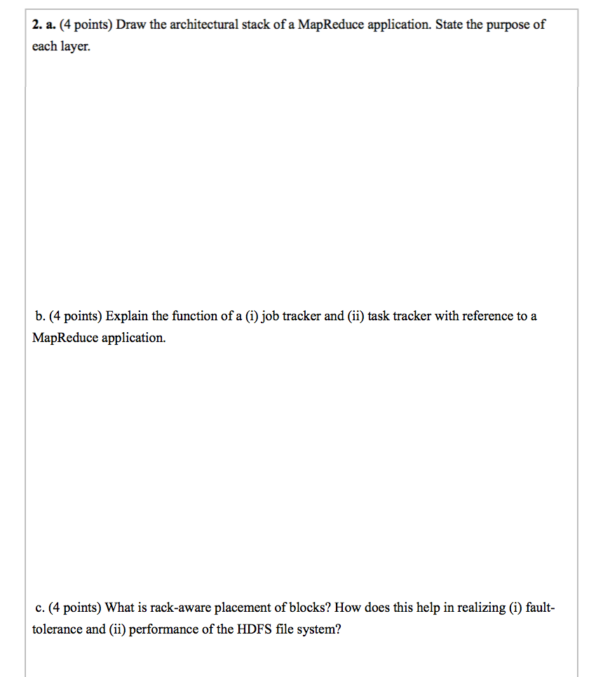 Solved Draw the architectural stack of a MapReduce | Chegg.com