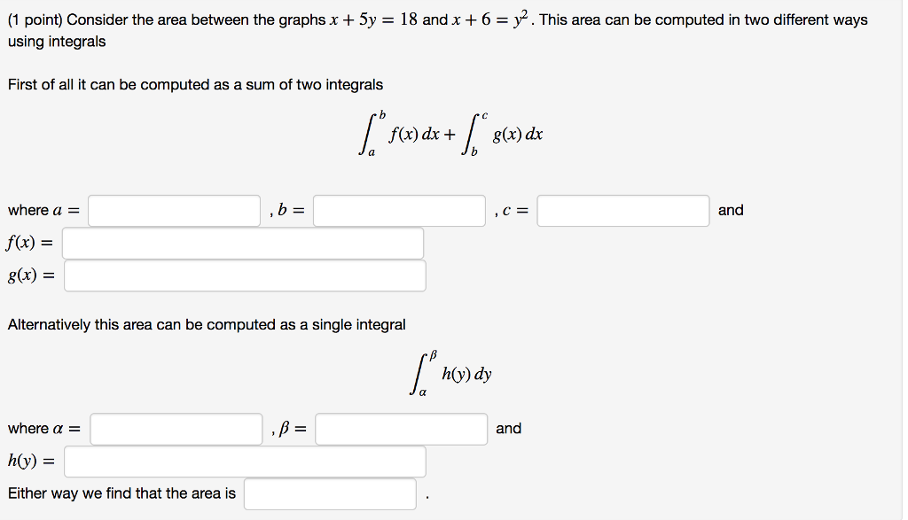 Solved Consider the area between the graphs x+5y=18 and | Chegg.com