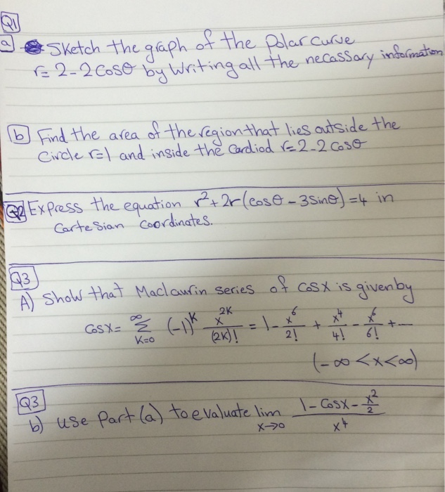 Solved Sketch the graph of the polar curve r =2-2 cps theta | Chegg.com