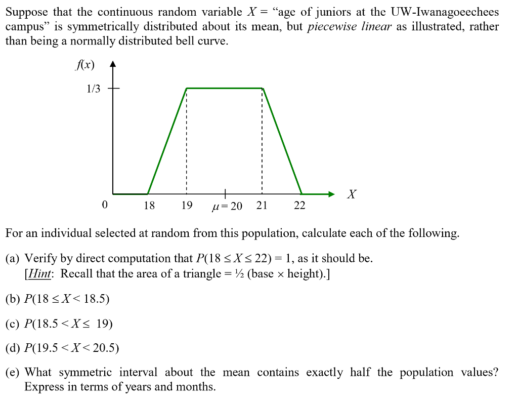 Solved Suppose That The Continuous Random Variable X Age
