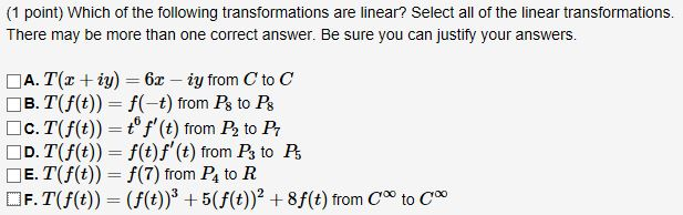 Solved (1 point) Which of the following transformations are | Chegg.com