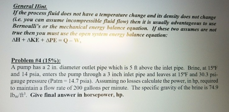 Solved General Hint If the process fluid does not have a | Chegg.com