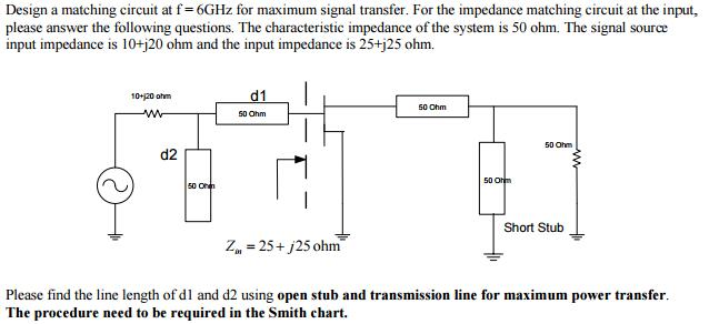 Design a matching circuit at f = 6GHz for maximum | Chegg.com