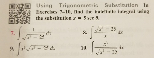 Solved ?? Using Trigonometric Substitution In i Exercises | Chegg.com