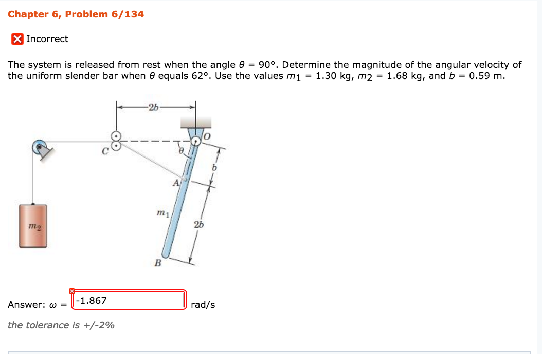 Solved The system is released from rest when the angle ? = | Chegg.com