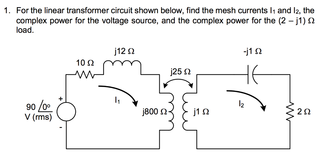 Solved For the linear transformer circuit shown below, find | Chegg.com