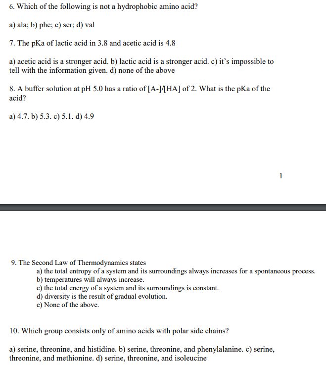 Solved Which of the following is not a hydrophobic amino | Chegg.com