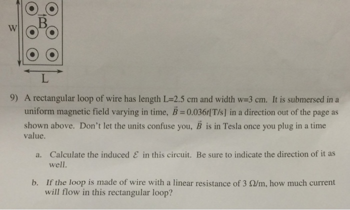 Solved 9) A rectangular loop of wire has length L=2.5 cm and | Chegg.com