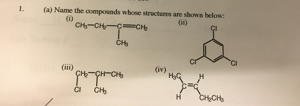 Solved (a) Name the compounds whose structures are shown | Chegg.com