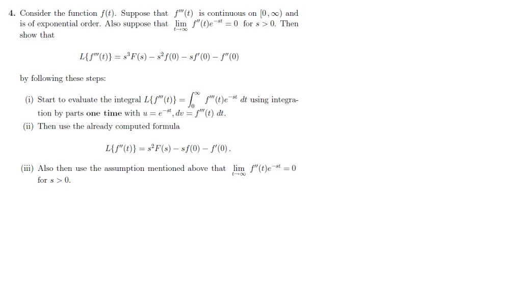 Solved Consider the function f(t). Suppose that f''' (t) is | Chegg.com