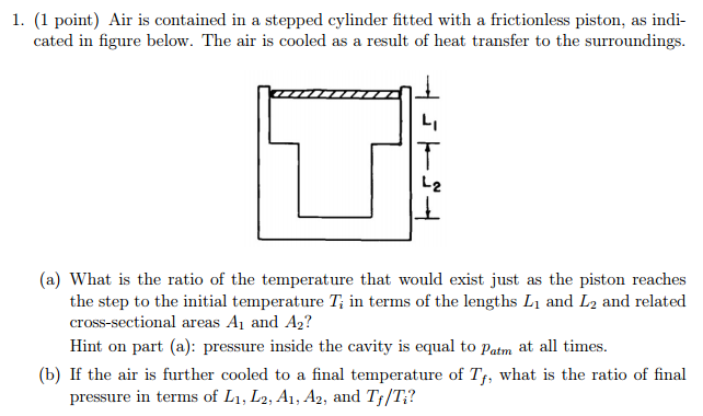 Solved Air is contained in a stepped cylinder fitted with a | Chegg.com