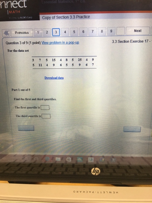 Solved For the data set Find the first and third quartiles. | Chegg.com