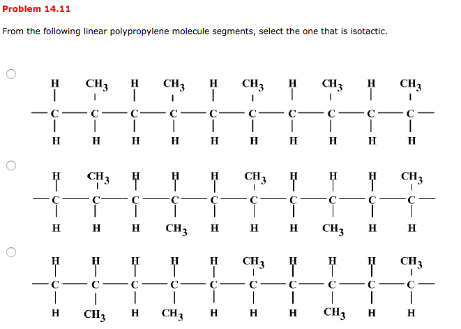 Solved From the following linear polypropylene molecule | Chegg.com