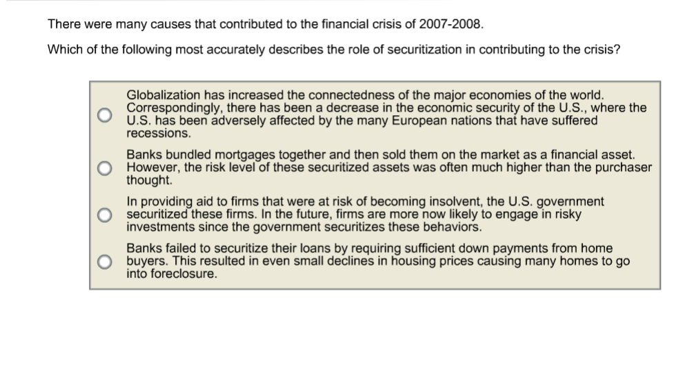 Causes Of 2008 Financial Crisis
