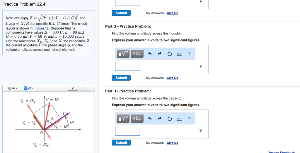 Solved Practice Problem 22.4 Now let's apply Z WL (1/wC) and | Chegg.com