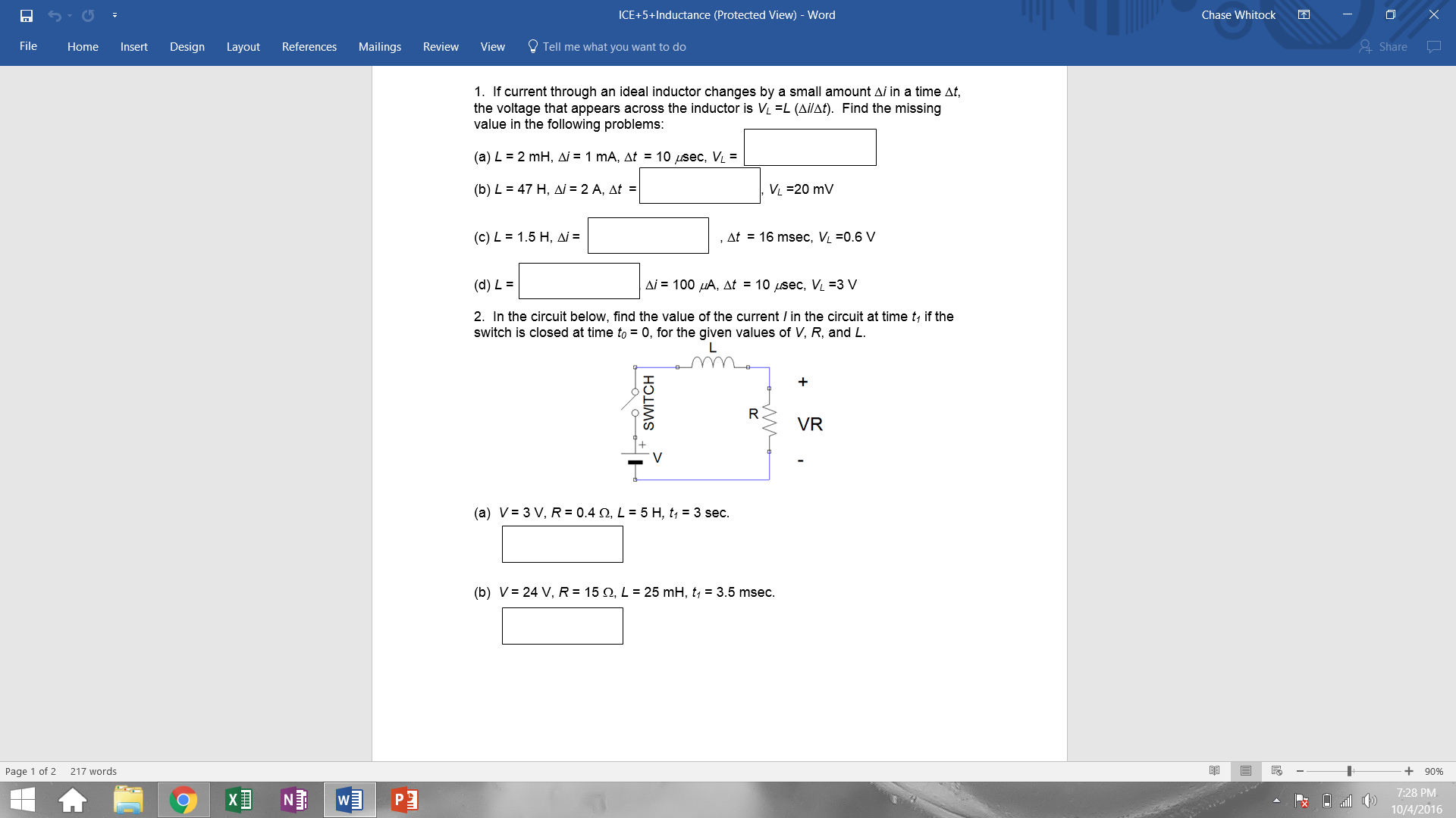 Solved If current through an ideal inductor changes by a | Chegg.com
