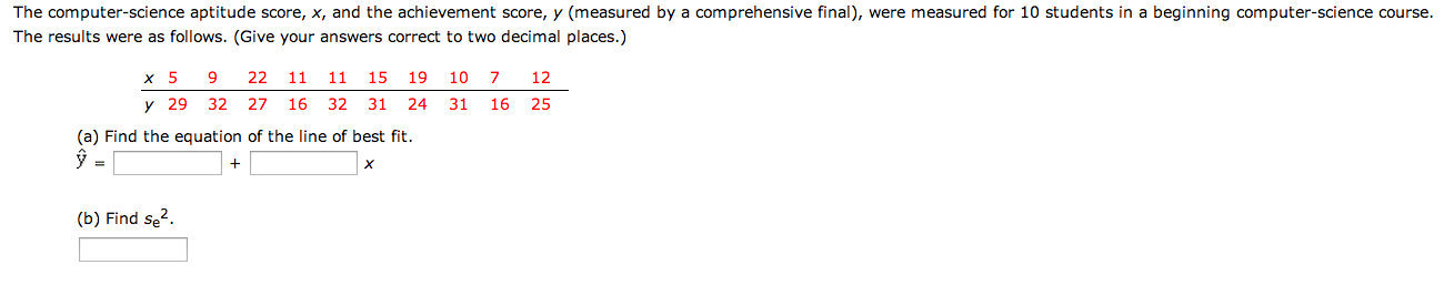The computer-science aptitude score, x, and the | Chegg.com