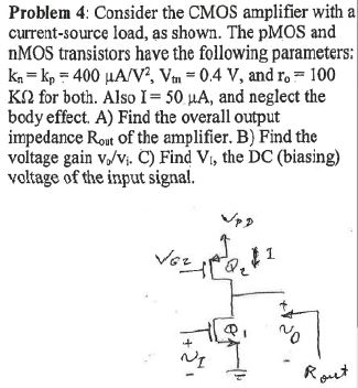 Solved Consider the CMOS amplifier with a current-source | Chegg.com