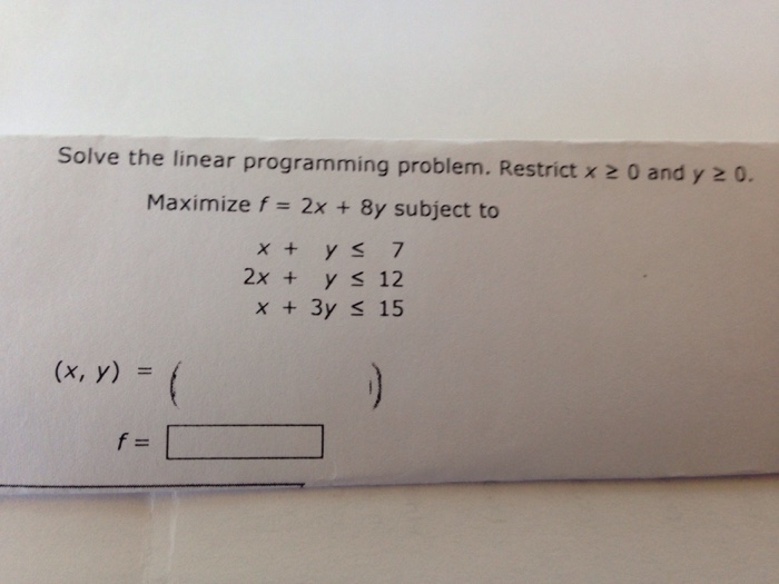 Solved Solve The Linear Programming Problem Restrict X 7022