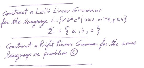 Solved Construct a Left Linear Grammar for the language L = | Chegg.com