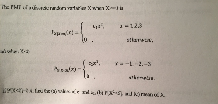 Solved The PMF of a discrete random variables X when X>=0 is | Chegg.com