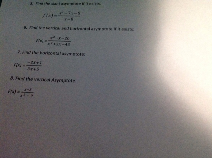 Solved Find the slant asymptote if it exists. f(x) = x^2 - | Chegg.com