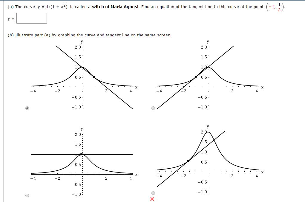 Solved The curve y = 1/(1 + x^2) is called a witch of Maria | Chegg.com