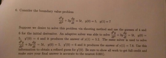 Solved Numerical Analysis (shooting method) | Chegg.com