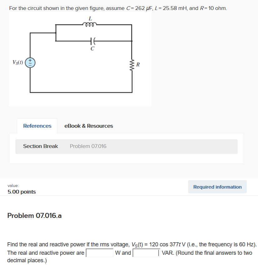 Solved For the circuit shown in the given figure, assume C = | Chegg.com