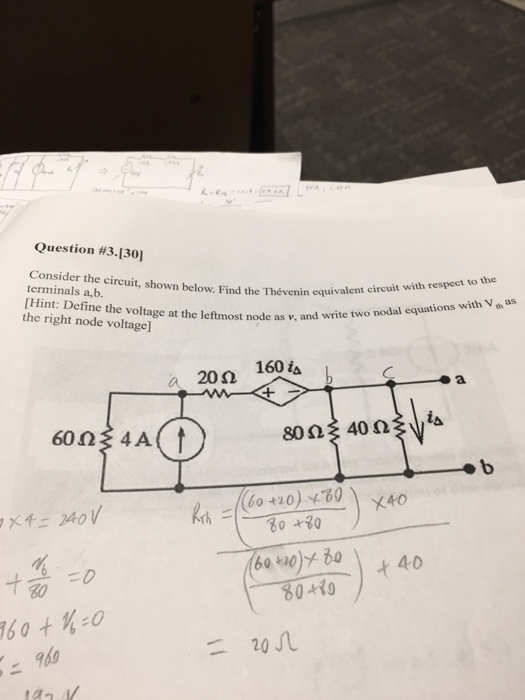 Solved Consider the circuit, shown below, Find the Thevenin | Chegg.com
