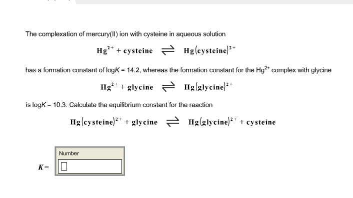 Solved The complexation of mercury(II) ion with cysteine in | Chegg.com