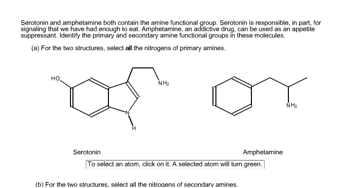 Solved Serotonin and amphetamine both contain the amine | Chegg.com