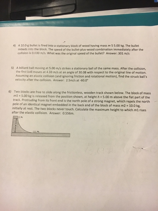Solved A 10 0-g bullet is fired into a stationary block of | Chegg.com